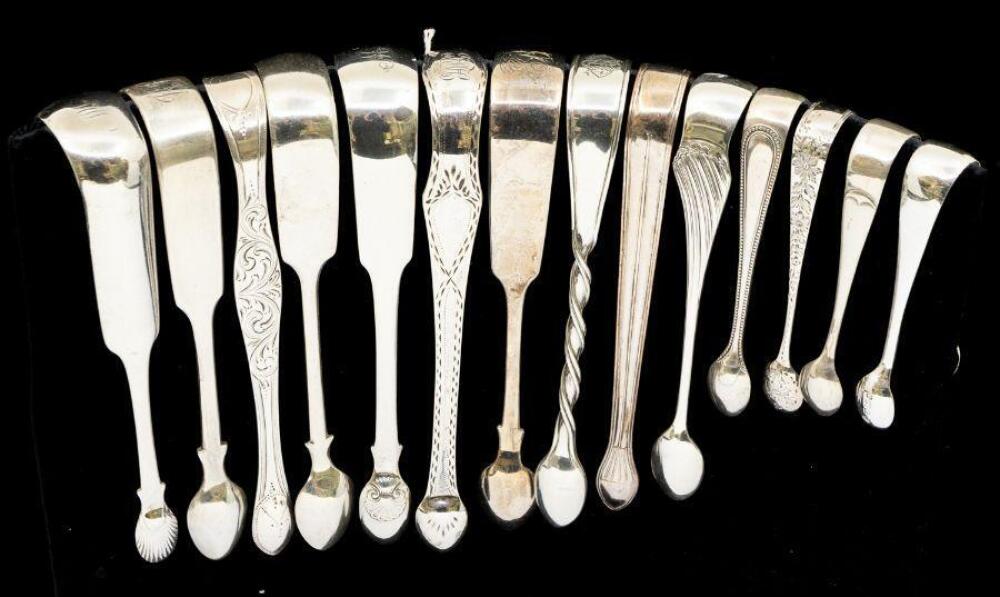 A collection of thirteen 18th to 20th Century various sized silver ...