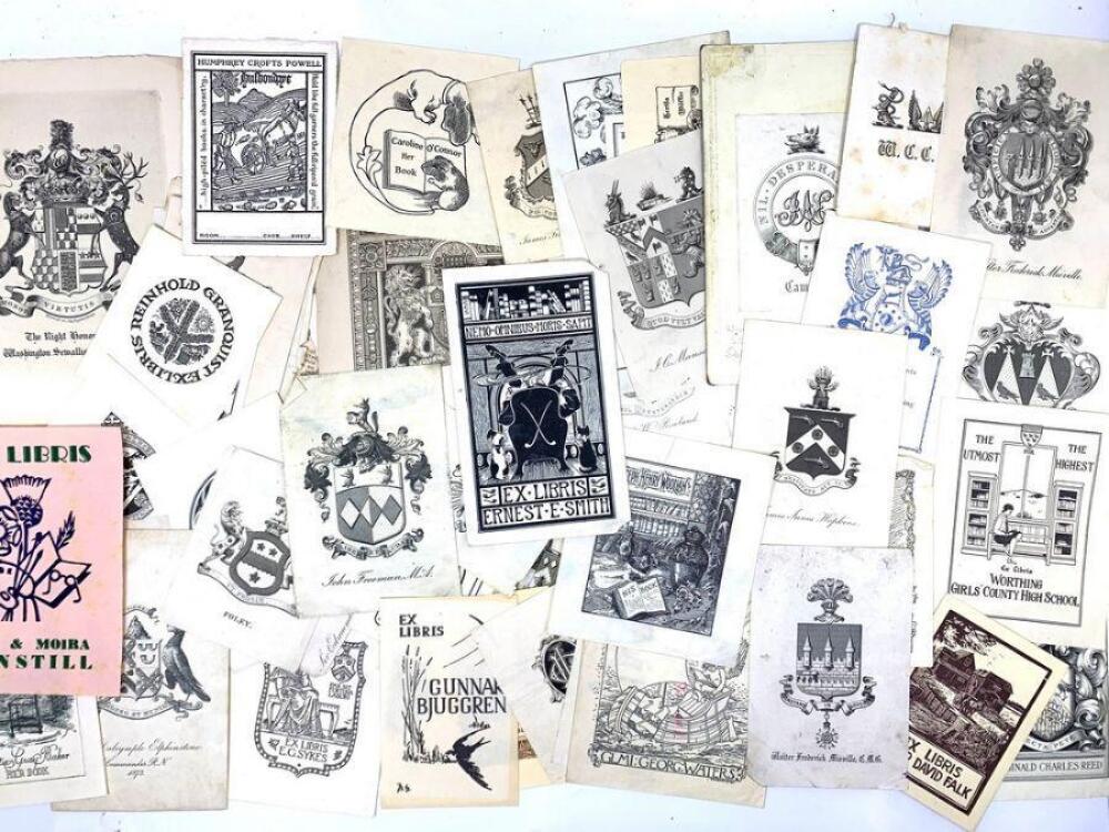 Collection of 19th- & 20th-century bookplates, approx. 130, a few ...