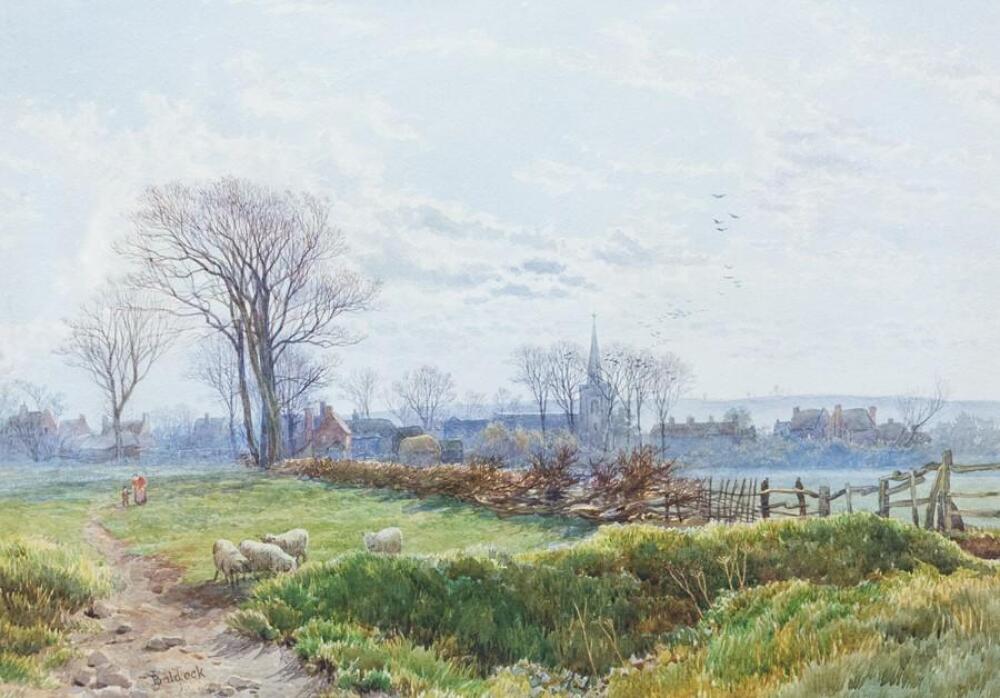 James Walsham Baldock (British, 1825-1898), 'Edge of the Village ...