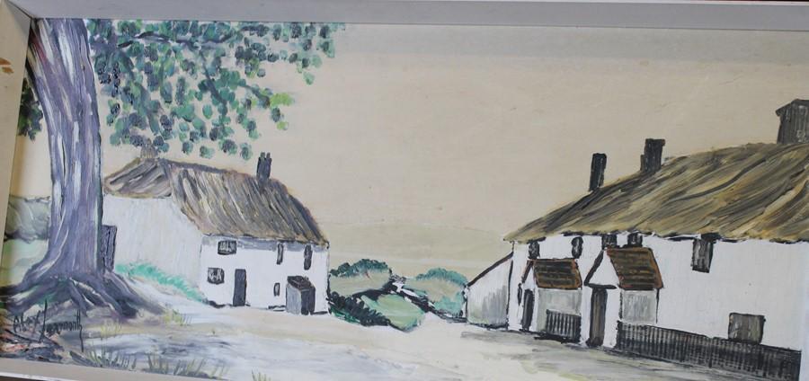 Alex Learmonth, oil on board, a landscape study of cottages, signed ...