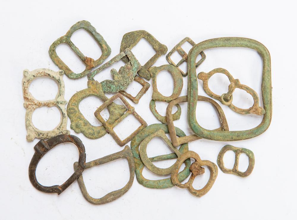 Twenty cast copper-alloy buckles, ranging from Medieval to Modern. Some ...