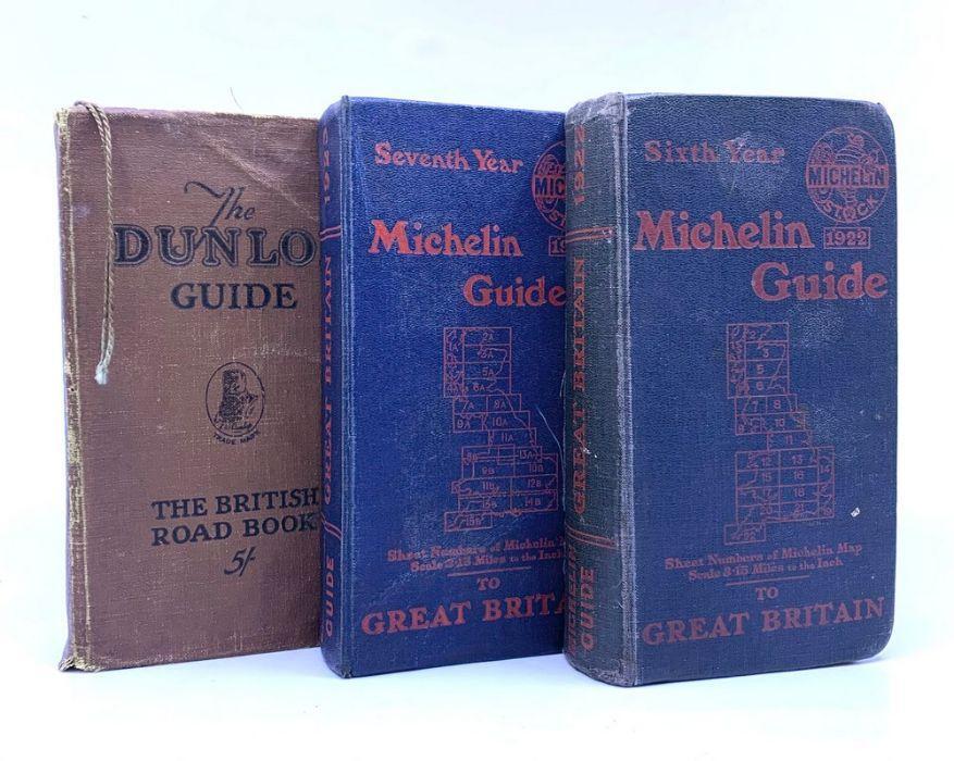 Two vintage Michelin guides, 1922 & 1923, and a Dunlop guide (3)