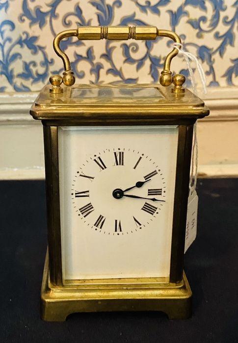 Carriage clock with single train spring driven movement, balance ...