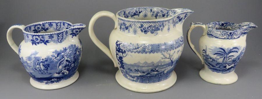 A group of three early to mid-nineteenth century blue and white ...