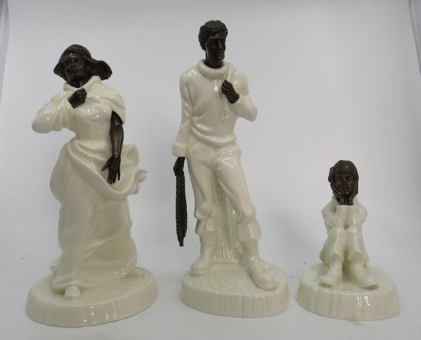 3 Minton figures from the bronze and ivory collection, the fisherman ...