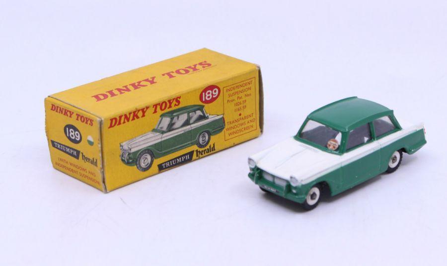Dinky: A boxed Dinky Toys, Triumph Herald, Reference No. 189, two-tone ...