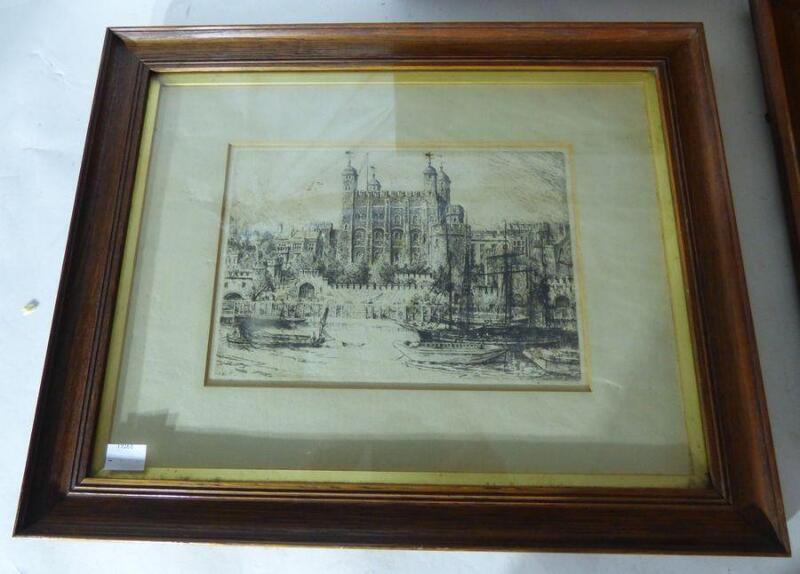 2 x William Monk (1863-1937) signed bottom right pencil etchings of ...