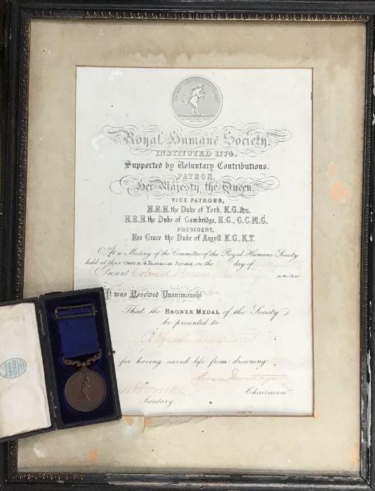 Royal Humane Society Bronze Medal (38mm) presented by Colonel Horace ...