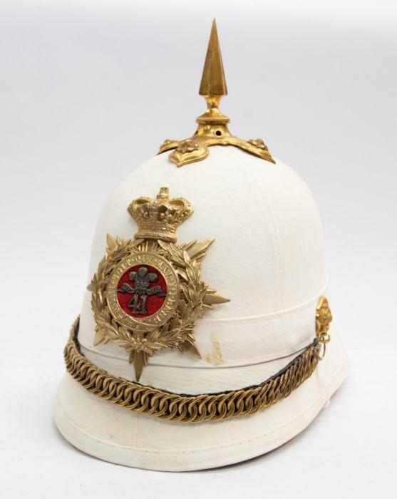 British Foreign Service six panel helmet, heavily Blancoed and fitted ...