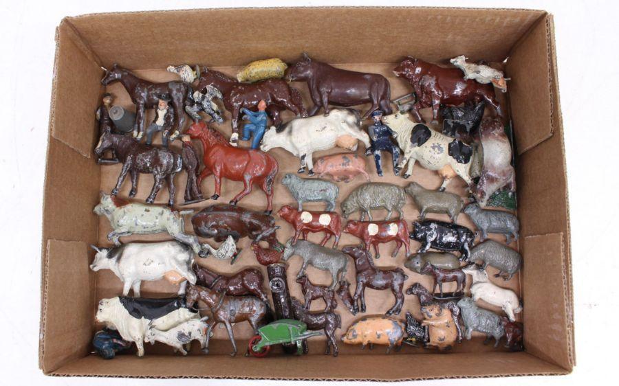 Lead: A collection of assorted lead animals and figures to include ...