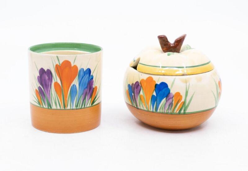 Clarice Cliff: A Bizarre range Crocus pattern hand painted preserve jar ...