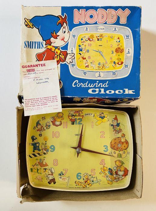 Blyton, Enid. A Smith’s Cordwind plastic Noddy clock in box, still in ...