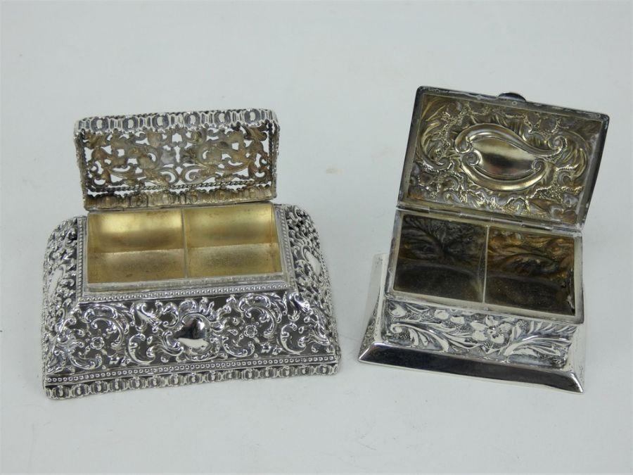 A Victorian repousse silver stamp box, hallmarked Birmingham 1894, and ...