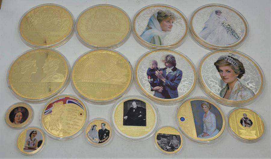 Royal Commemoratives: Eight large 2016 commemorative coins: Head of he ...