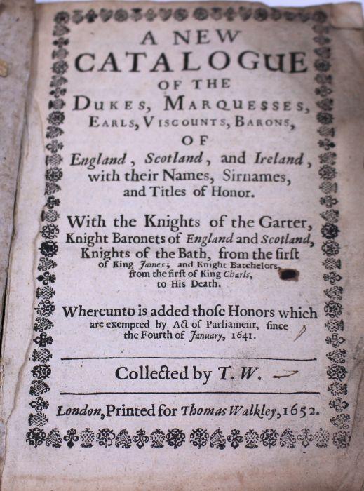 Walkley, Thomas. A New Catalogue of The Dukes, Marquesses, Earls ...