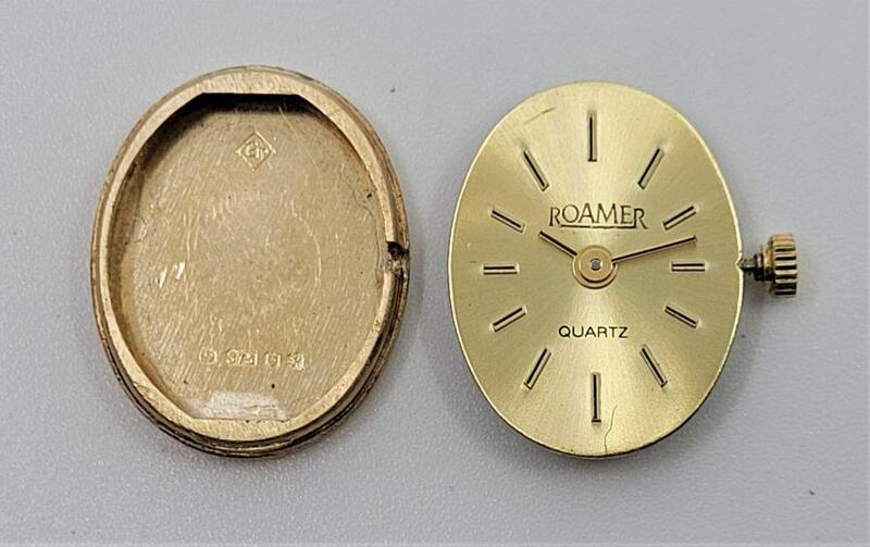 A 9ct. gold Roamer ladies' quartz bracelet watch, having signed oval ...