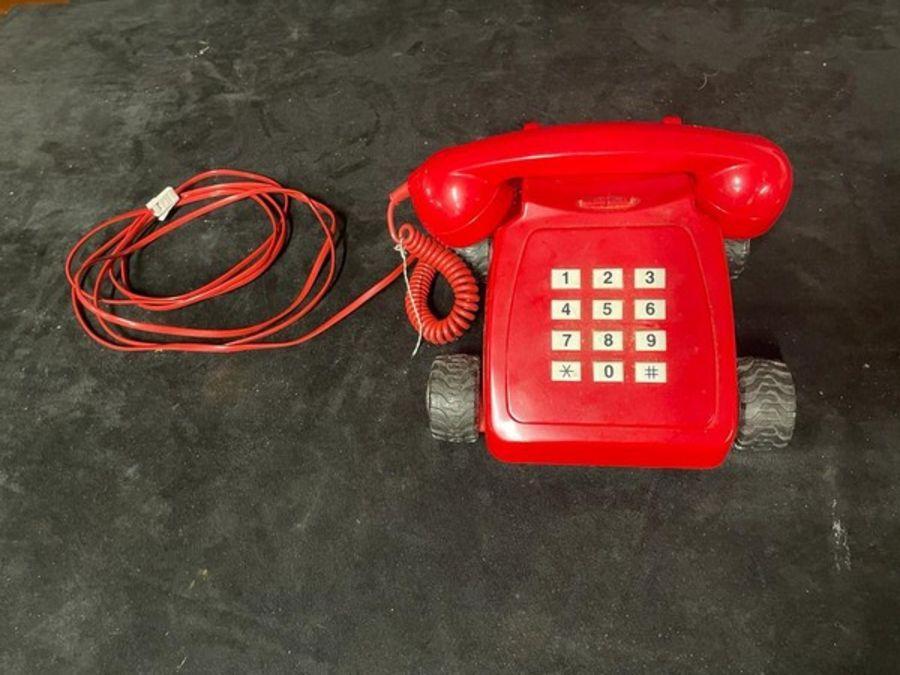Direct Line Retro/vintage Red telephone on wheels. untested.