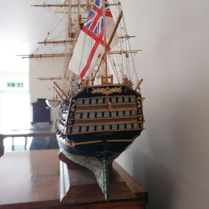 A scale model of Nelson's flagship, HMS Victory, launched in 1765 ...