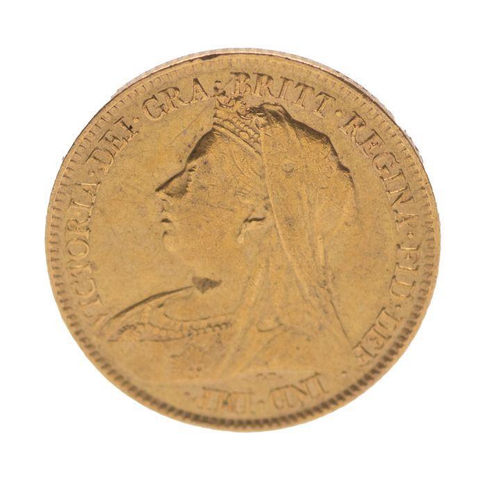 A gold half sovereign. 1895. Queen Victoria Jubilee head.