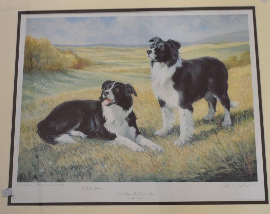 A John L Baker signed limited edition print 'Two Dogs And Their Man' no ...