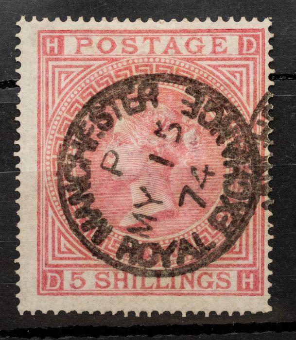 GB 5/- rose DH- 1867 Maltese Cross watermark. Slightly off centre ...