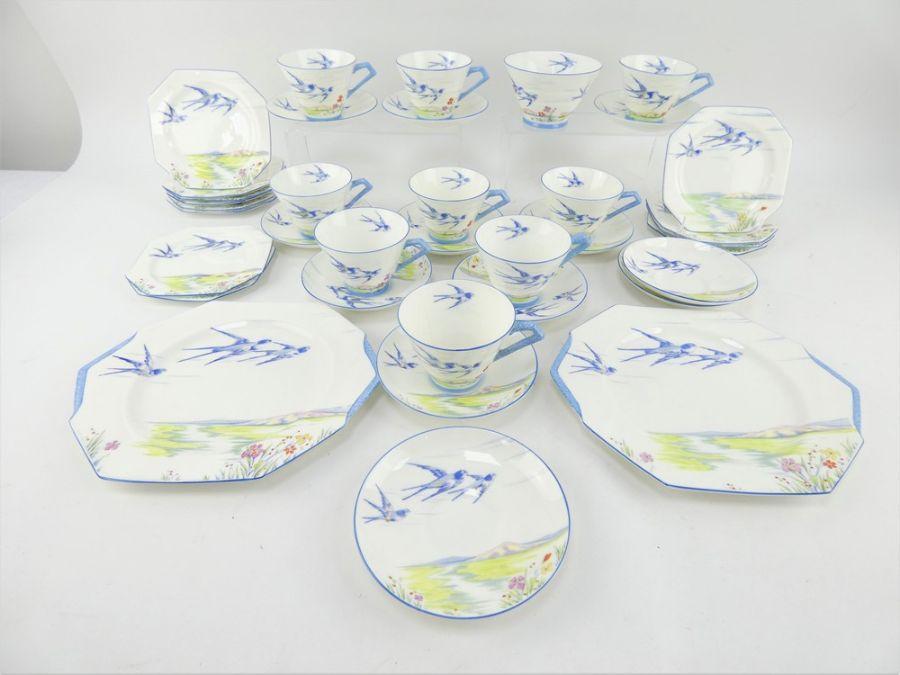 36 piece Art Deco Paragon China Malcolm Campbell Bluebird part tea set ...