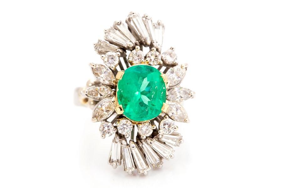 A Garrard & Co emerald and diamond ring, circa 1950's/early 60's, the ...