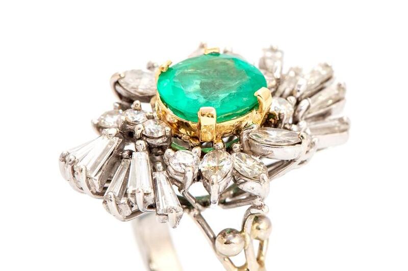 A Garrard & Co emerald and diamond ring, circa 1950's/early 60's, the ...