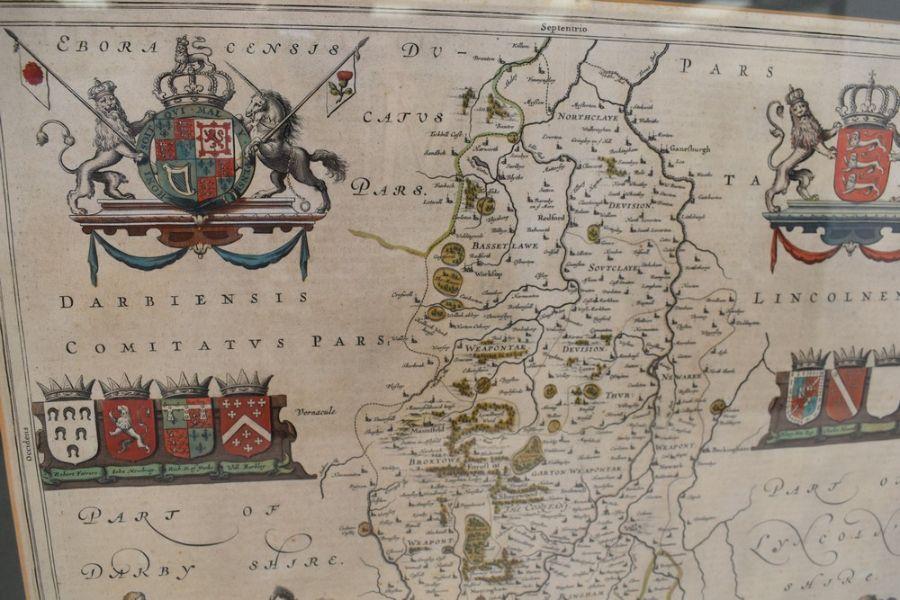 Early 17th Century Johannes Blaeu double-page map of Nottinghanshire ...