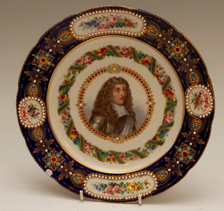A mid-nineteenth century Sevres-style shaped circular porcelain plate ...