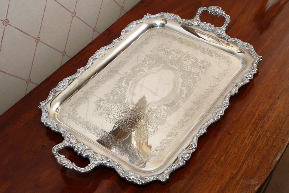 A late Victorian EPNS A1 silver plated wine tray, circa 1890, with ...