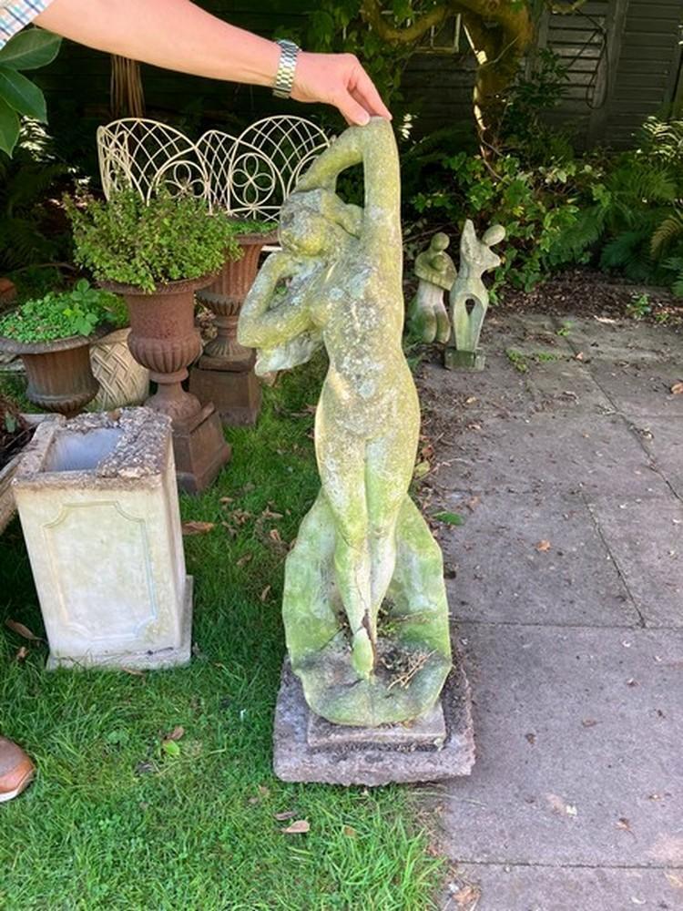 3 modern style cast cement statues, damage to all three plus larger ...