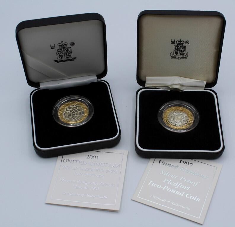 1997 Two Pound silver proof Technology Piedfort Coin, box ...