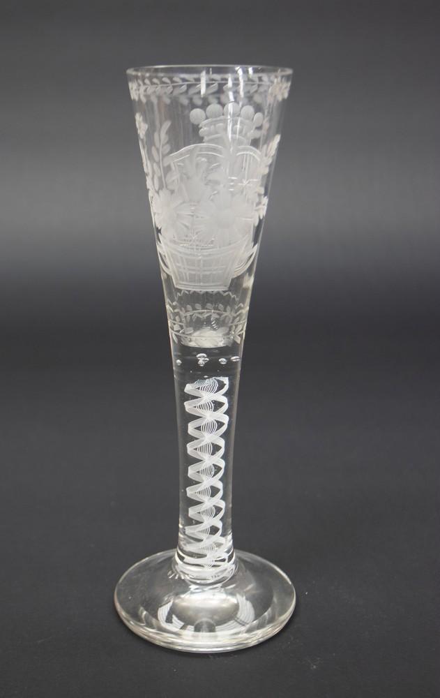 Large fluted cordial glass with a opaque twist stem, bouquet and coat ...