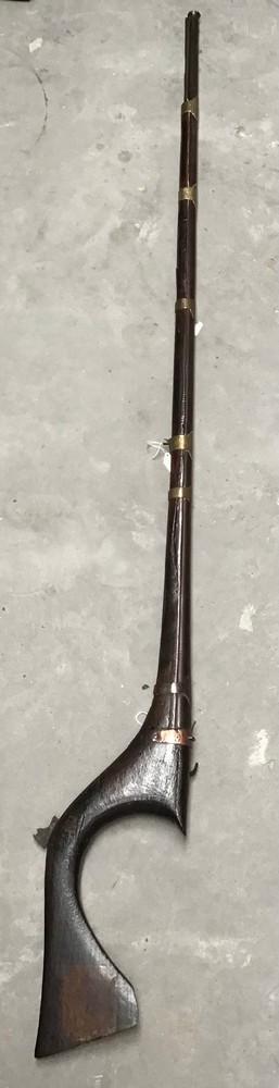 19th century Indian / NW frontier matchlock jezail with 5 brass bands ...