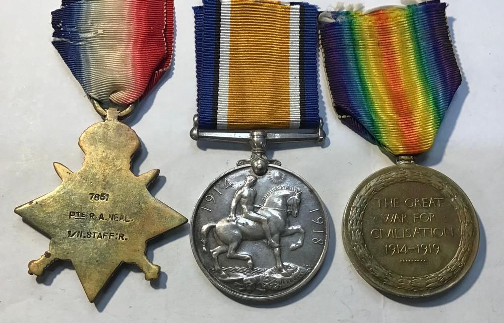 British WW1 1914 Trio to 7651 Pte Robert .A. Neal of the 1st Battalion ...