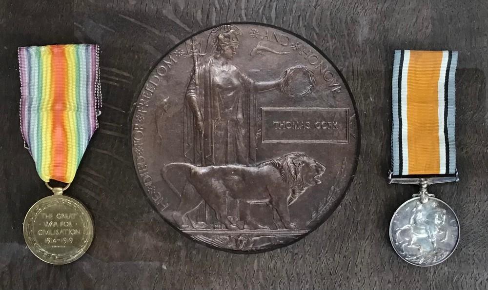 British Death Plaque and Pair to GS-19027 Cpl Thomas Horrocks Cork of ...