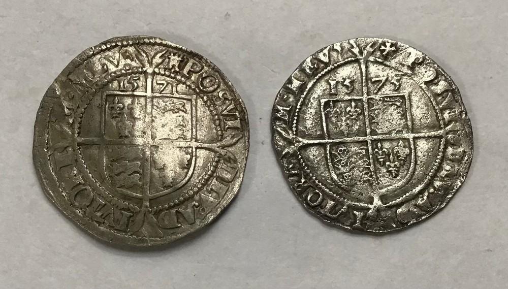 Two Elizabeth I Sixpence, mm Castle 1569-71 & Eglantine 1573-8.
