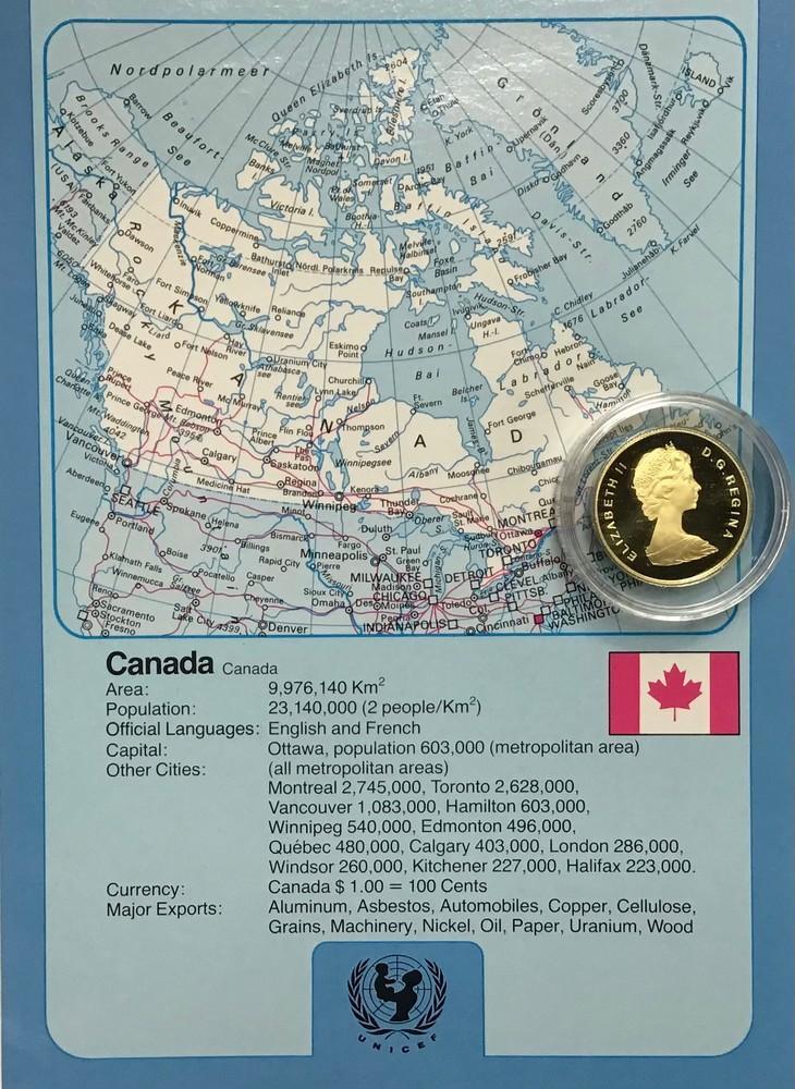 Scarce 1979-82 UNICEF Gold Proof Coin with Certificate for Canada ...
