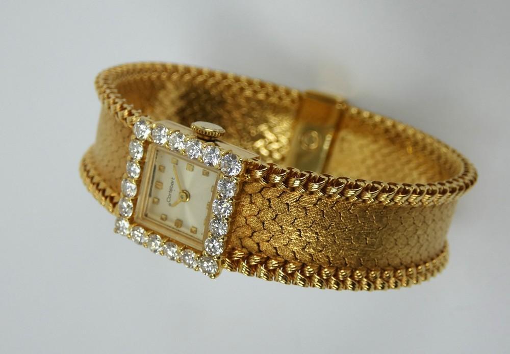 1960s 18ct gold Cortebert cocktail watch with integrated locking ...