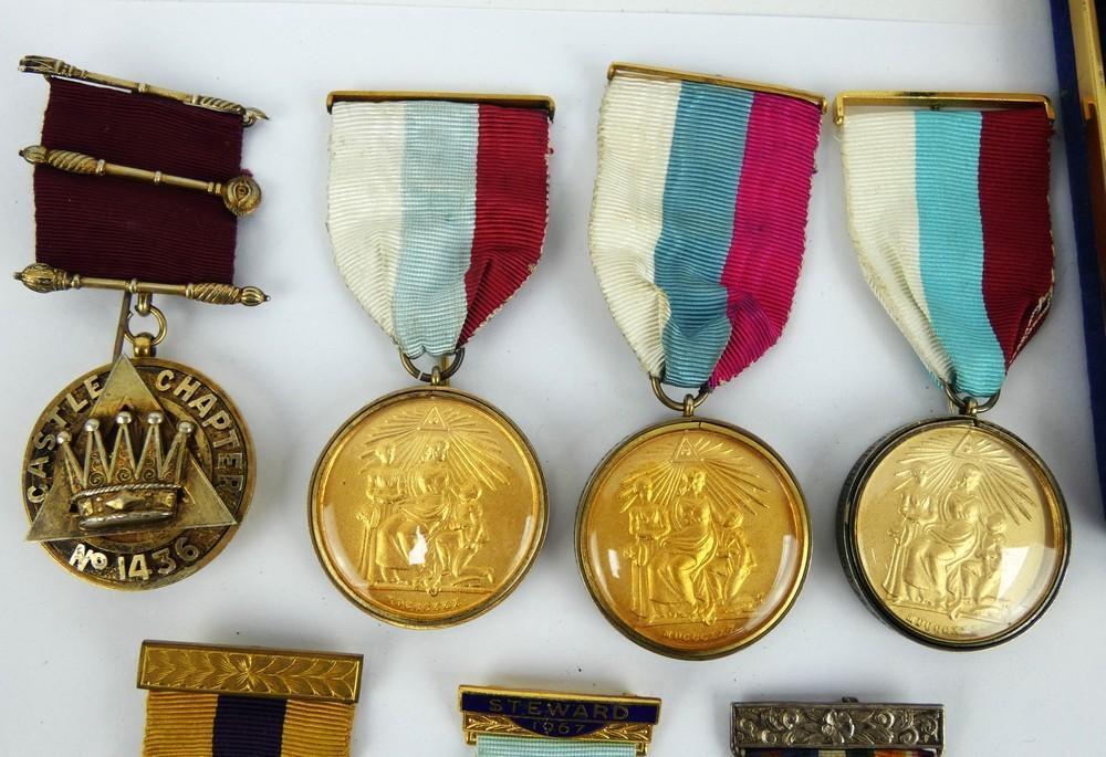 Eight mixed Masonic medals including four hallmarked silver, and a ...