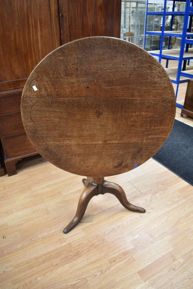 Late 18th century round tilt top oak tripod table along with 19th ...