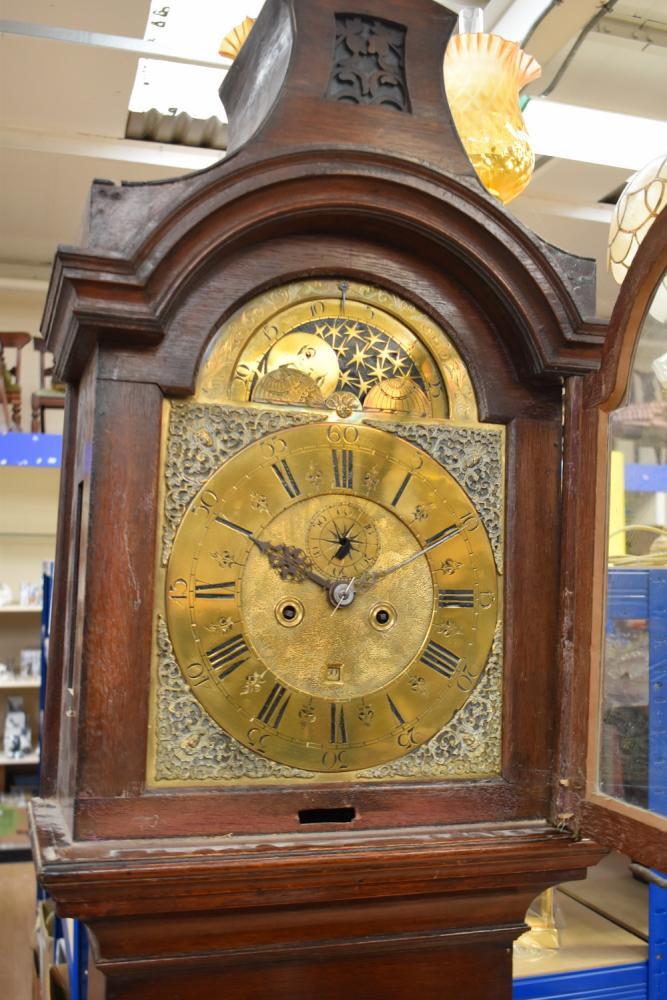 Early George III longcase clock with brass arched dial Moon & Stars ...