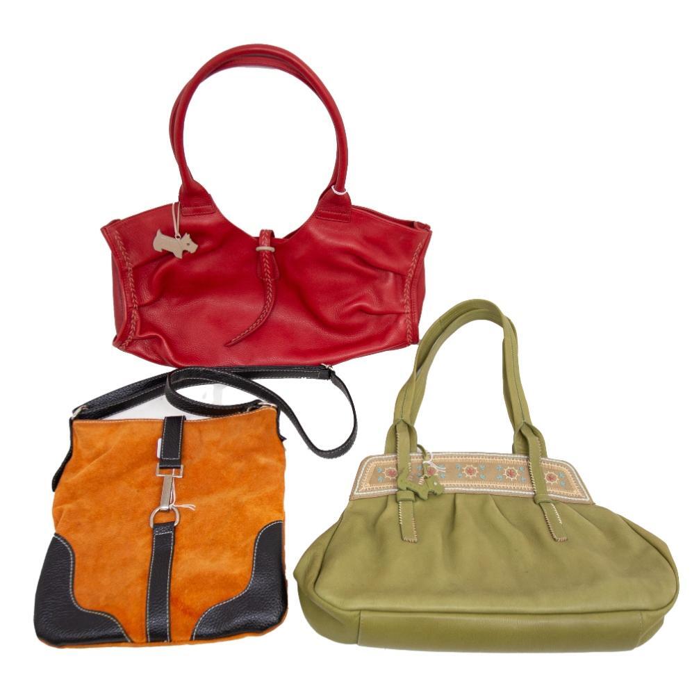 A red leather Radley bag in a large design, two handles, zip pocket ...