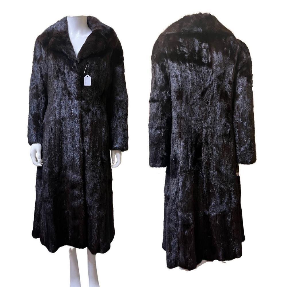 A C1960s/70s chocolate mink coat, longer length with dark chocolate ...