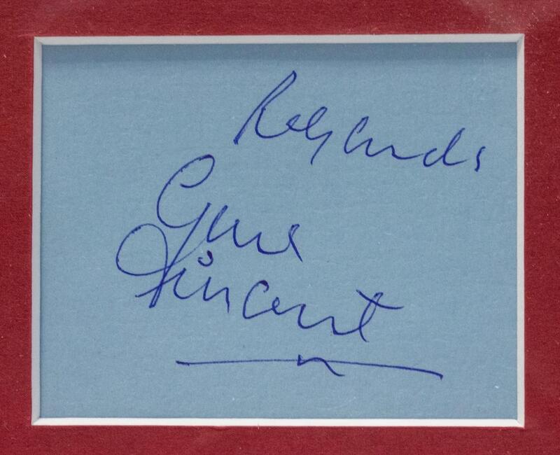 Gene Vincent - Signed autograph - mounted with photo of Gene playing ...