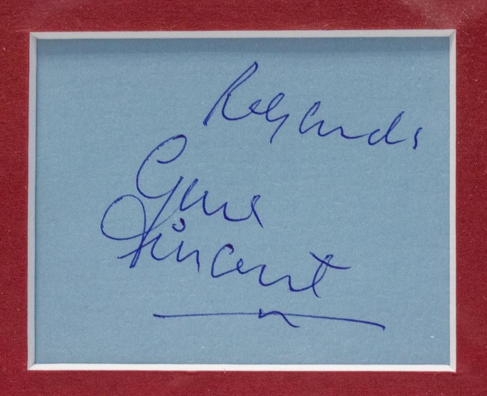 Gene Vincent - Signed autograph - mounted with photo of Gene playing ...