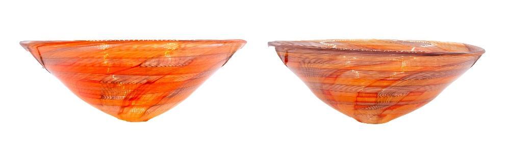 Svaja hand crafted art glass. A pair of large bowls decorated with ...
