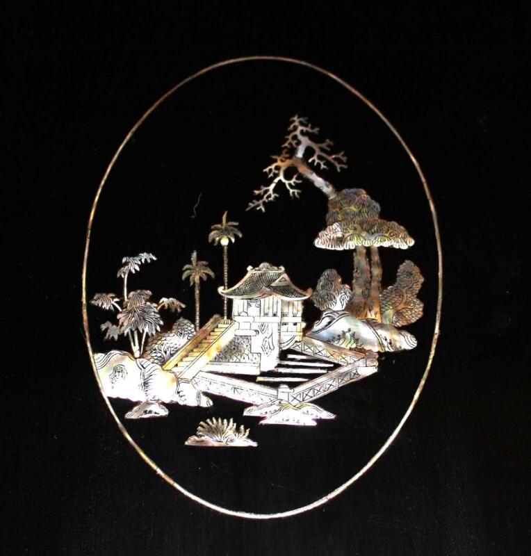 Rare Early 20th Century Vietnamese Black Lacquer, Mother of Pearl and ...