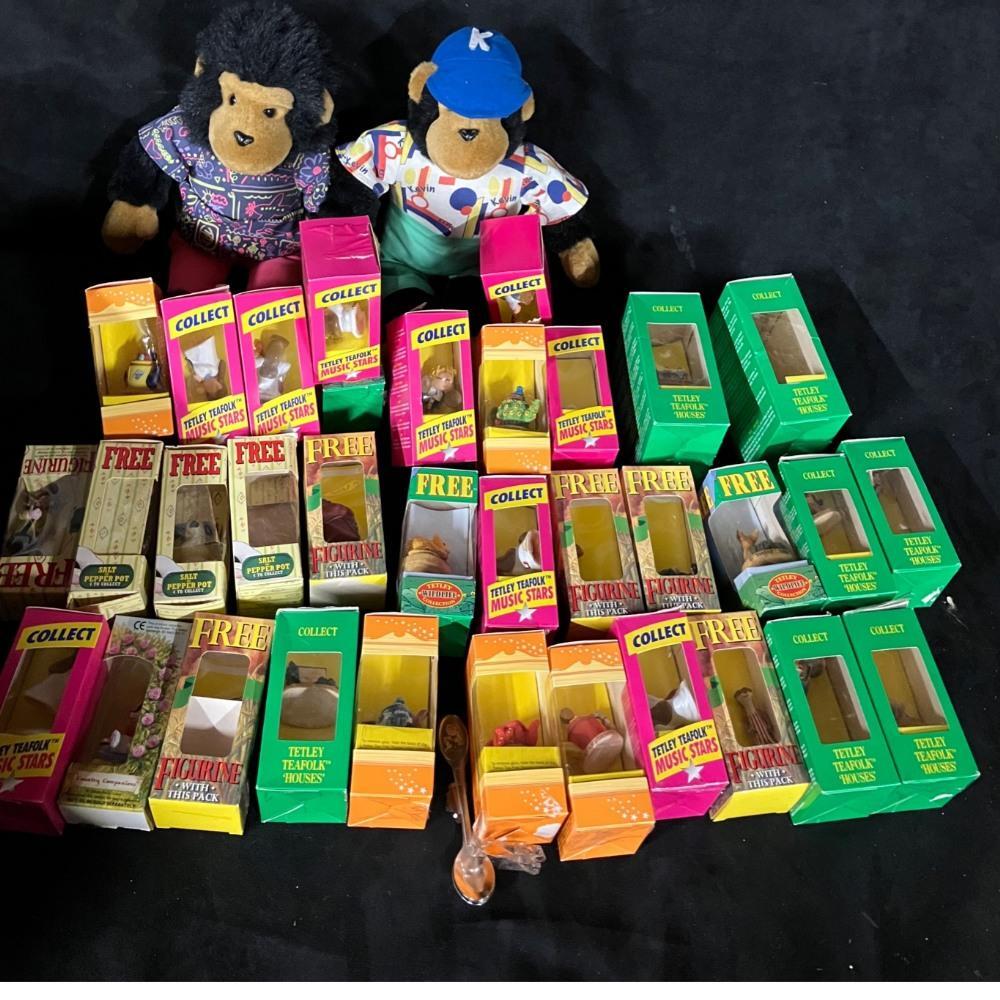 Collection of Typhoo, Tetley and PG tea figures and two monkeys (36)